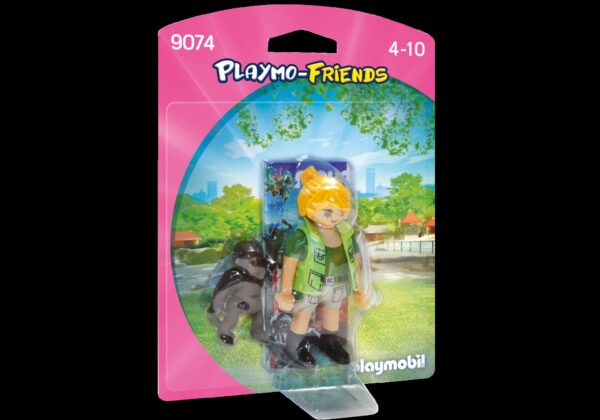 Figurina - Ingrijitor Zoo Cu Pui De Gorila - PM9074 | Bord31.ro